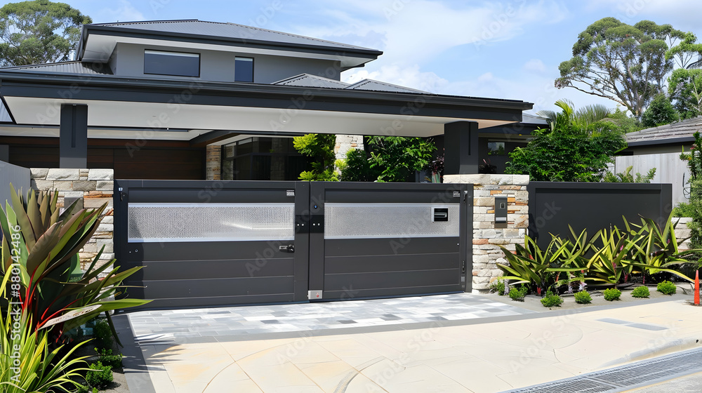Explore the sophisticated new aluminum and white steel sliding gate at ...