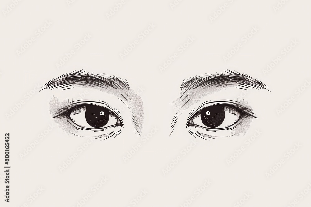 Pen Sketch of Expressive Eyes, Molten black eyes surrounded by detailed ...