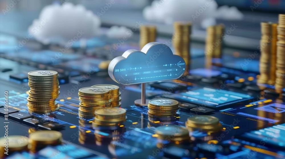 Cloud Computing Cost Efficiency, cost efficiency in cloud computing with an image showing pay ...