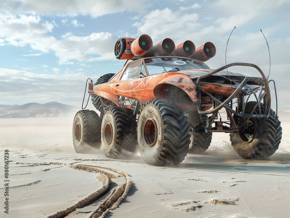 Futuristic Cyberpunk Steampunk off road vehicle, car, monster truck in ...