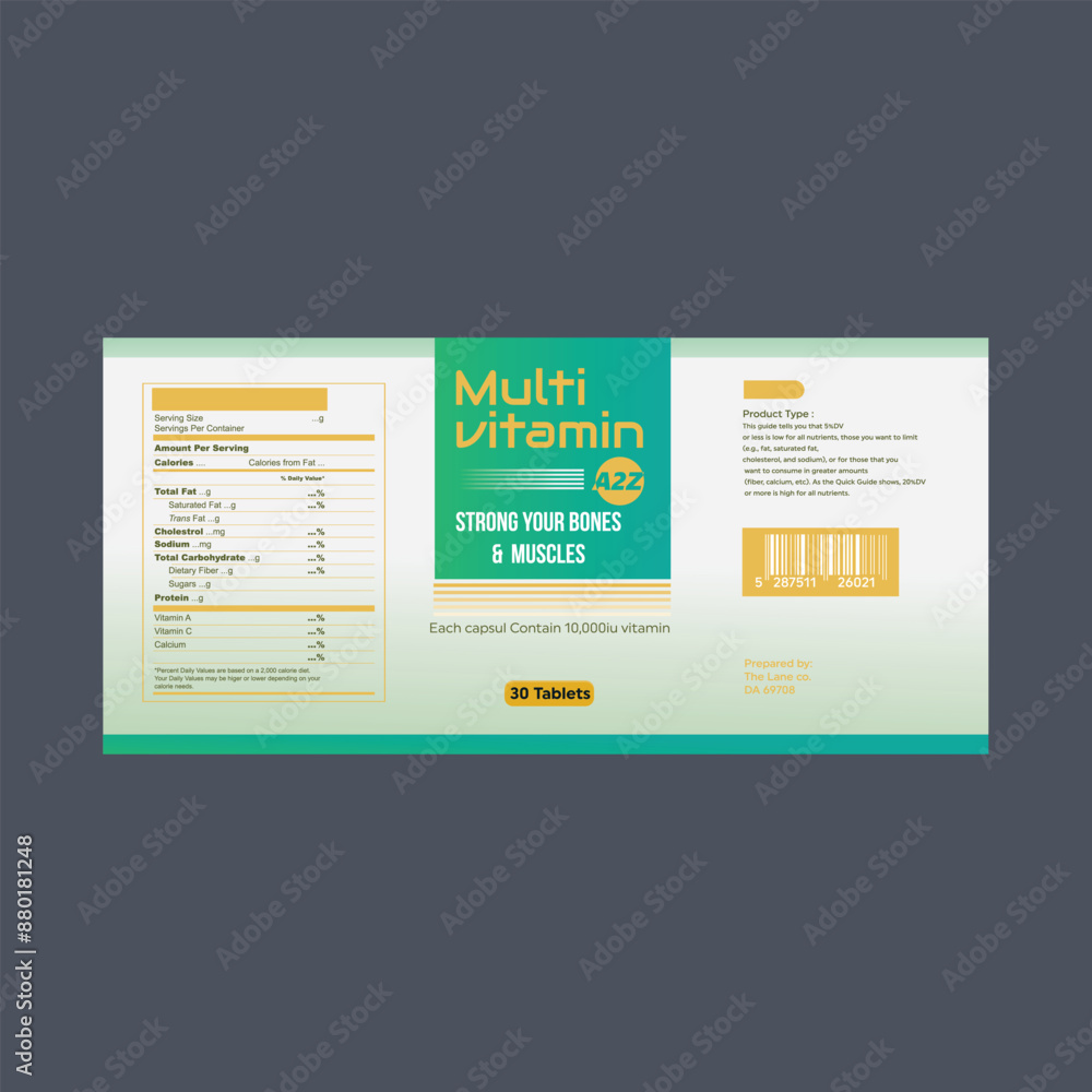multi vitamin label, Supplement, vitamin label design, label design ...