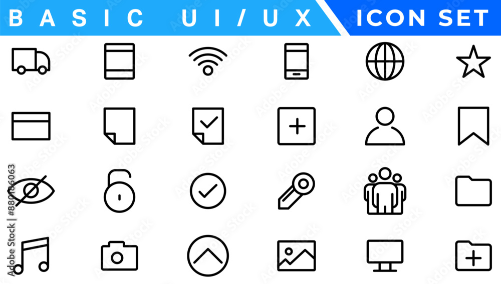 User Interface Icons Collection, Basic ui ux icon set. Set icon of user interface. Vector ...