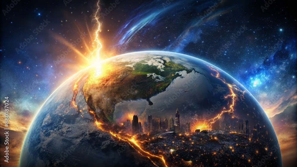 Planet Earth plunged into darkness as city lights dwindle, continents ...