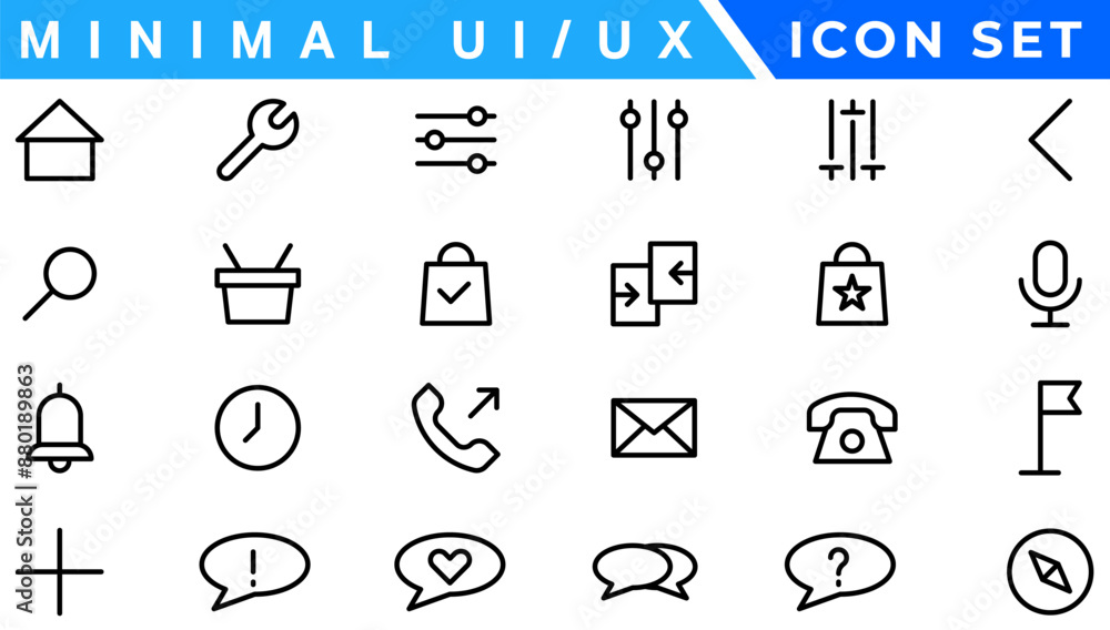 Minimalist and simple looking pixel perfect linear ui icons set for dark, light mode. Outline ...