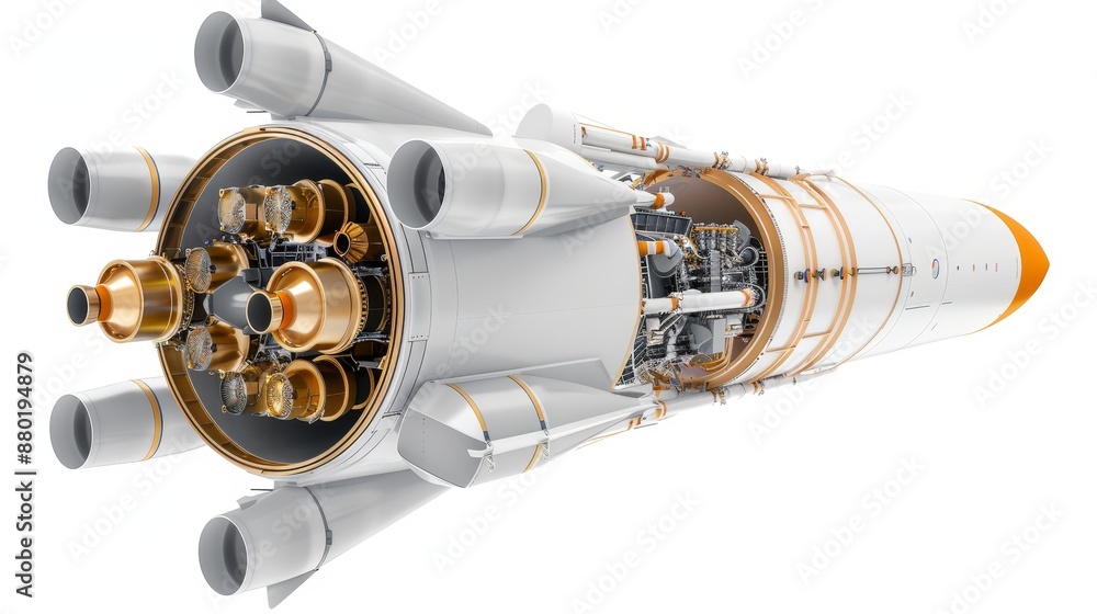 Cutaway diagram of a rocket, internal parts and elements like ...