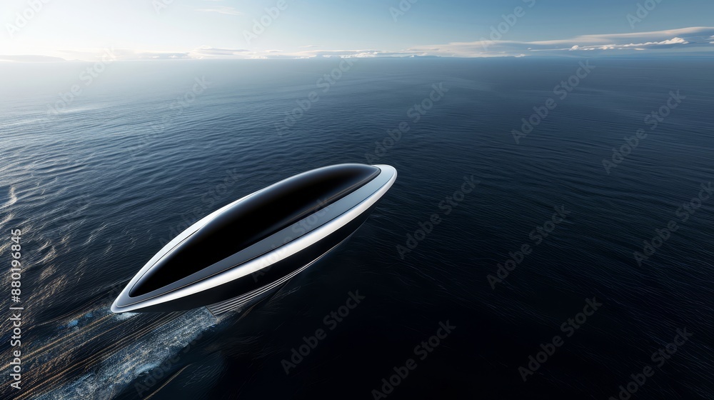 Detailed model of a futuristic vessel, sleek design with advanced ...