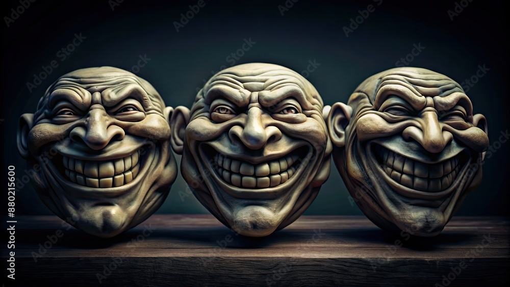Troll faces isolated on a dark background , troll, face, emotion, funny ...