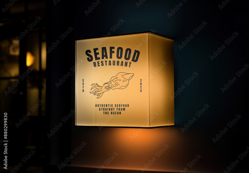 Restaurant Light Box Sign Mockup With Generative AI Stock Template ...
