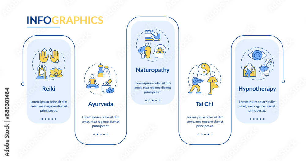 Alternative medicine rectangle infographic vector. Reiki energy ...