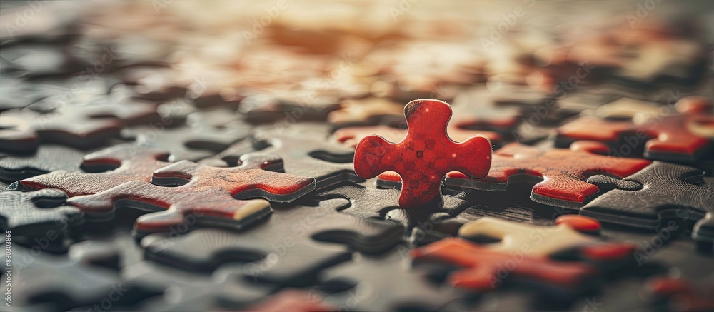 Image depicting an incomplete jigsaw puzzle with a missing piece for a ...