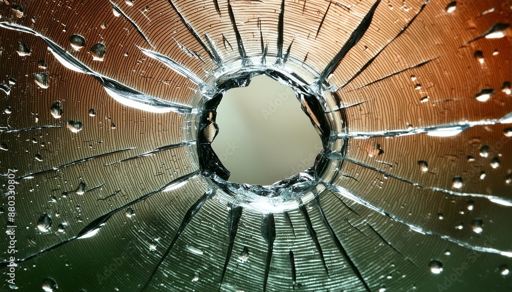 Broken Glass - Hole through Window - Cracked Glass around a Gun Hole ...