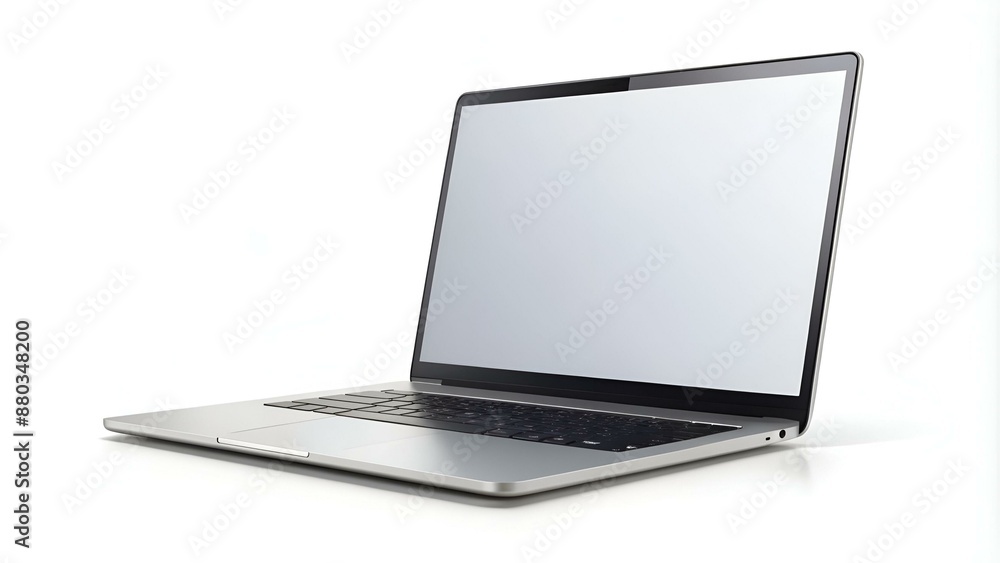 Realistic laptop mockup with blank screen isolated on white background ...