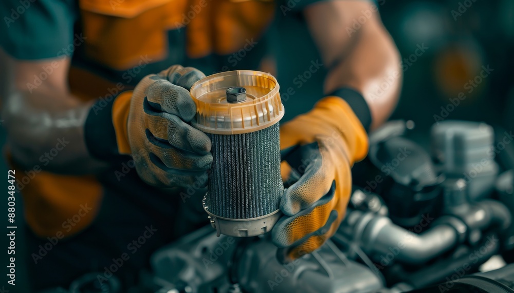 Mechanic Replacing Fuel Filter in Car Engine - Detailed Close-up View ...