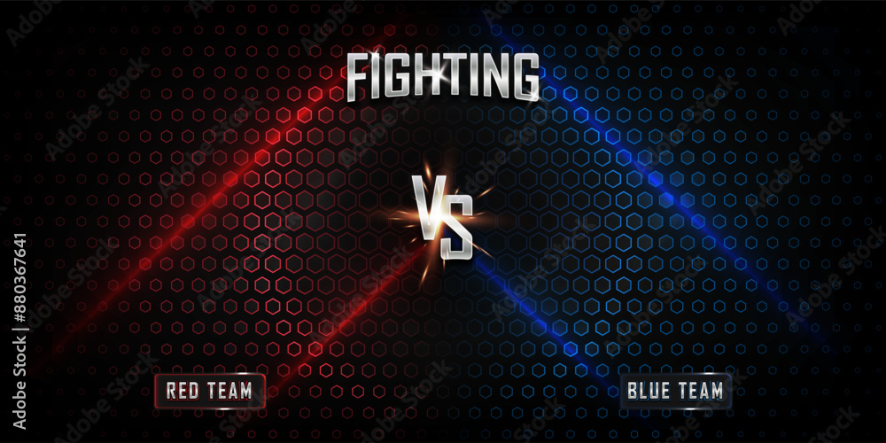 Dynamic Fight Night Poster with Red and Blue team highlights background ...
