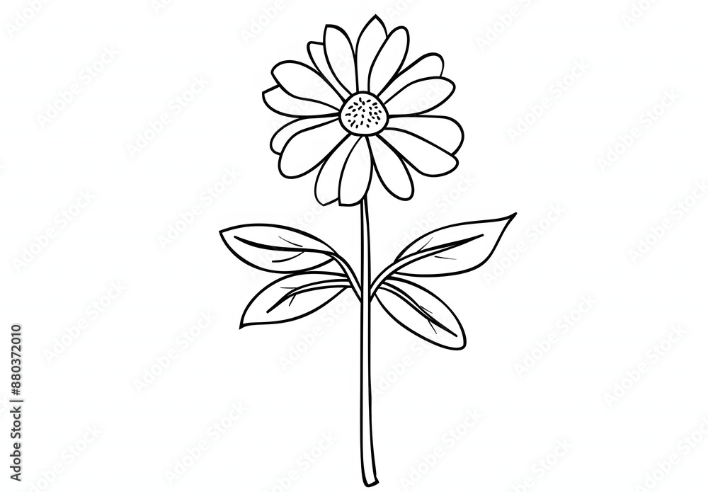 simple flower cartoon line art coloring page for kids, white background ...