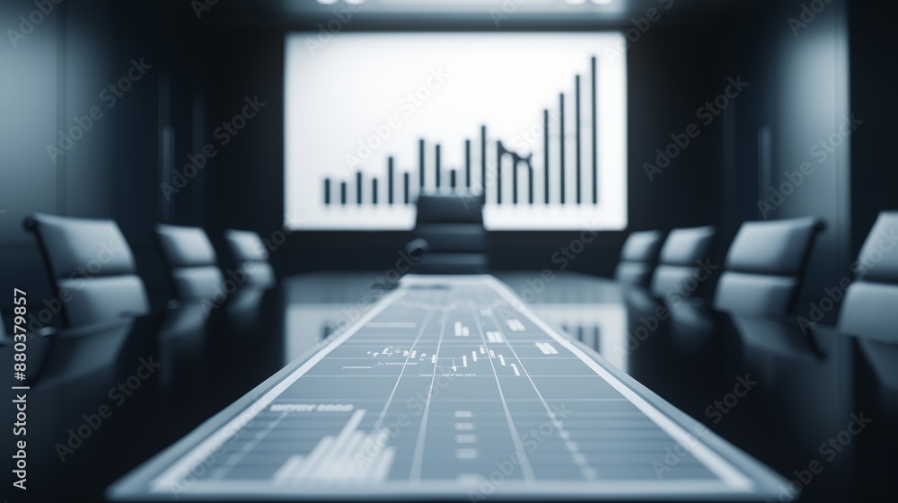 High-tech conference room, team discussing investment strategies, 3D ...