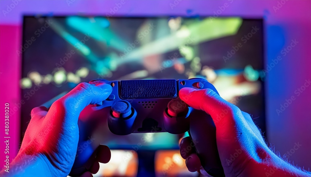 Gaming Controller being held by Player - Playing a Game on a Game ...