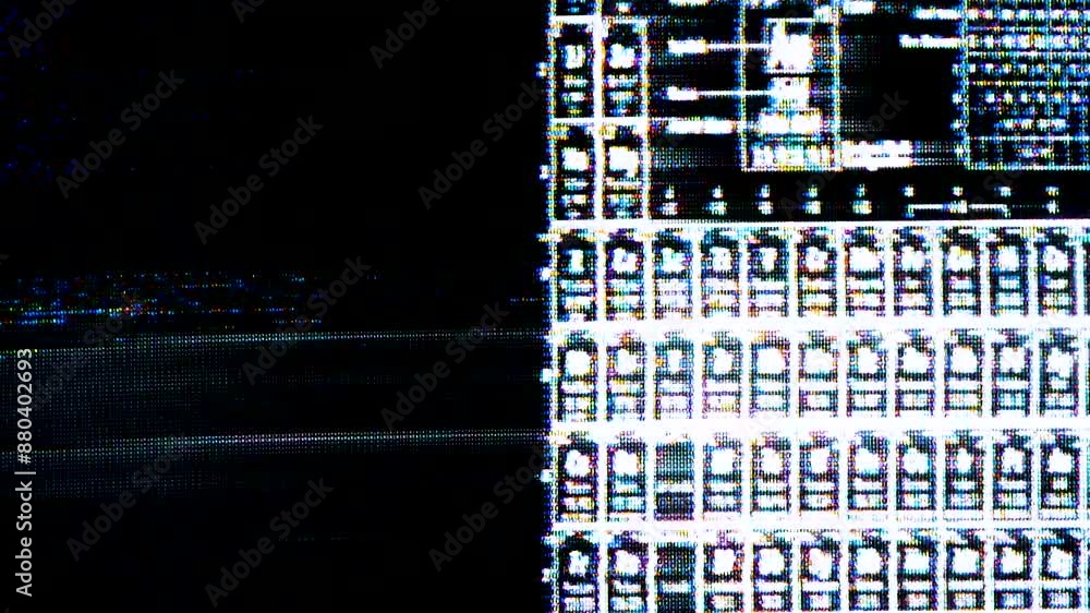 CRT Blueprint . Horizontal stripes offset . No signal white noise ...