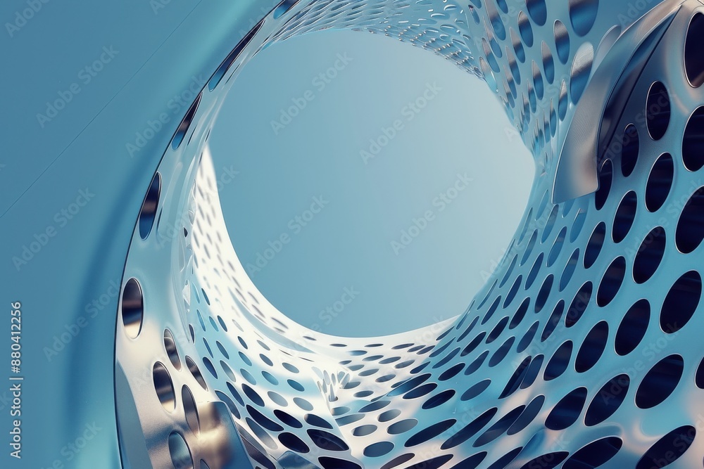 Abstract architecture background with futuristic metallic structure and ...