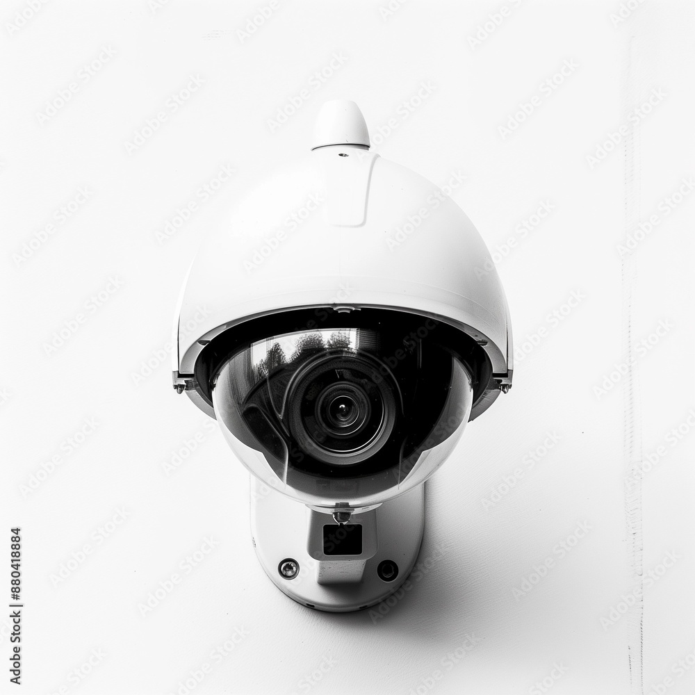 digital video camera, round security camera facing front. front view ...