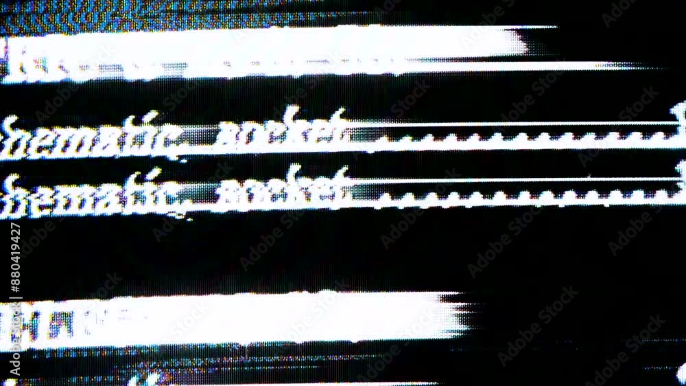 Text Scan. Sketch. Horizontal stripes offset . No signal white noise ...