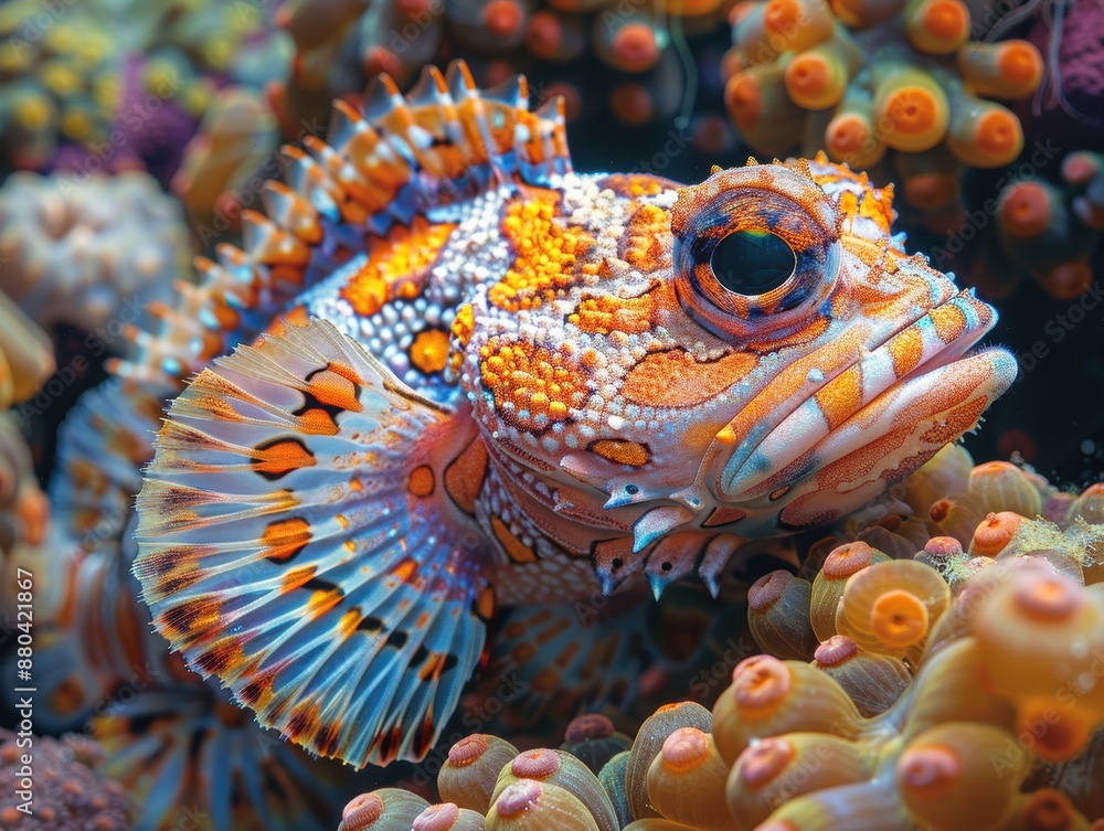 Ultra HD image of a stonefish camouflaged against the rocks and coral ...