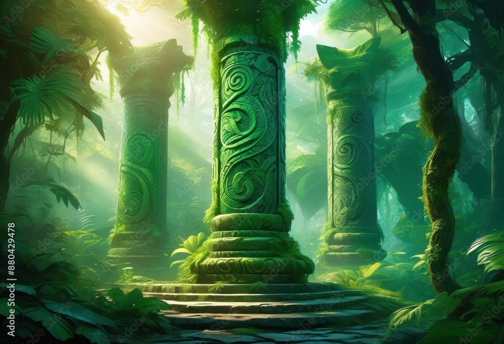 majestic ancient pillar enveloped coiling snake, column, massive ...