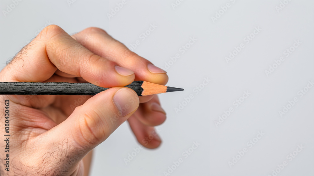 Hand Holding Pencil Grip Close Up. Accurate Pencil Drawing and ...
