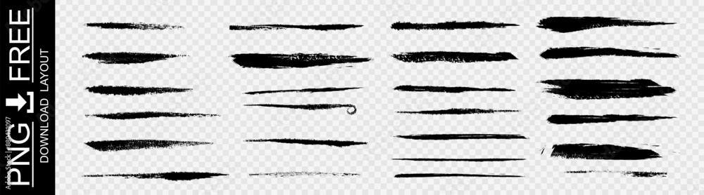 Vector set of art brushes. Black lines and strokes. Brush marks with ...