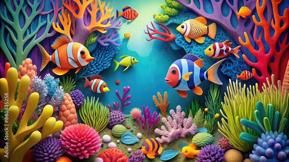 Vibrant papercraft underwater world featuring Nemo fish and a diverse ...