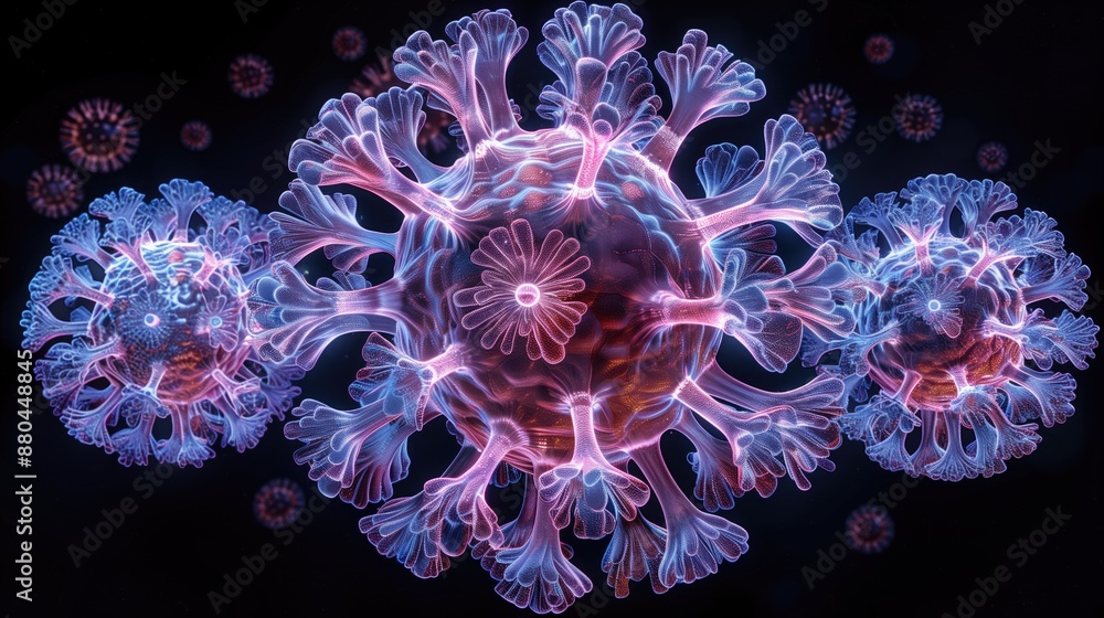 Virus Structure: A detailed illustration of a virus particle, such as a ...