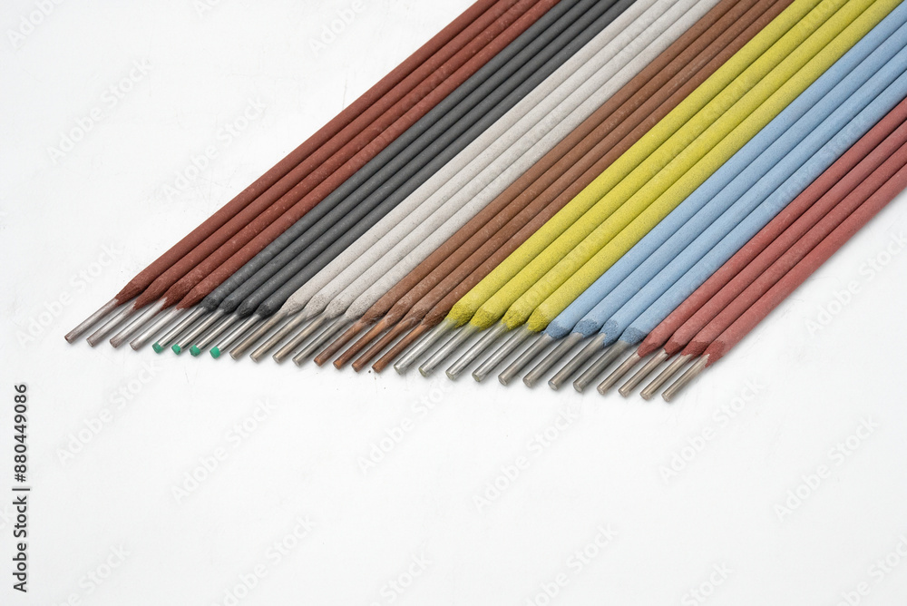Colorful welding rods/ electrodes with different colors. Welding ...