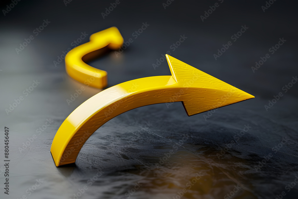 sharp curved yellow arrow icon arrow illustration pointing down ...