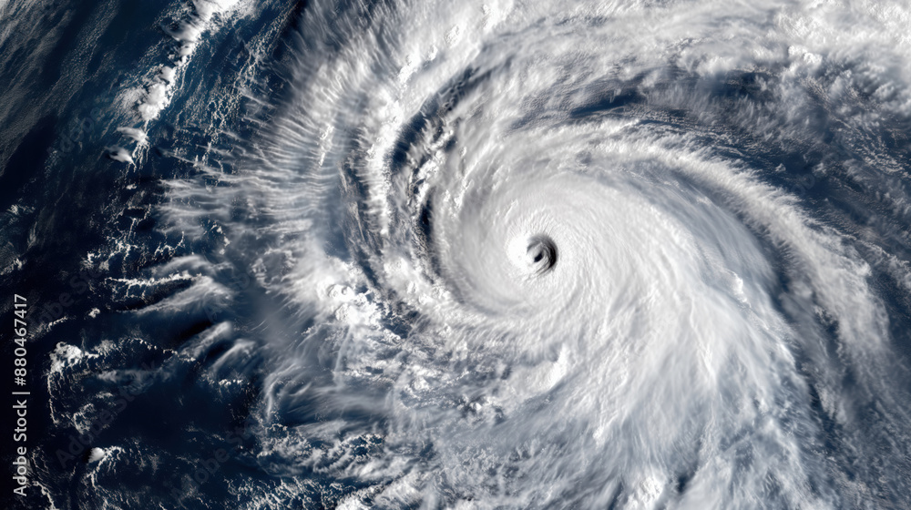 Satellite View of Powerful Hurricane Eye. A dramatic satellite image ...