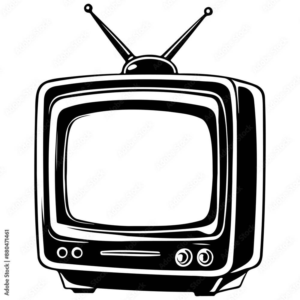 Monochrome cartoon tv drawing, realistic hand drawing line art, pencil ...