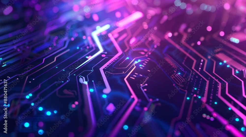 Futuristic blue and purple technology background with abstract circuit ...