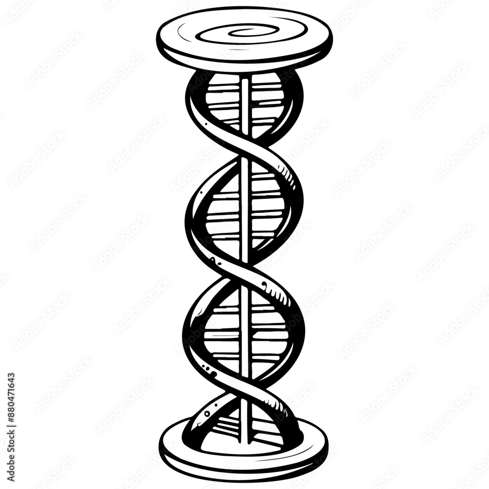 Realistic cartoon dna hand drawn line illustration, transparent ...