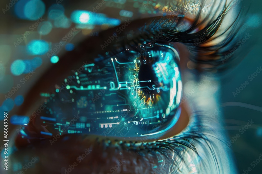 cybernetic vision human eye merged with advanced circuitry iris ...
