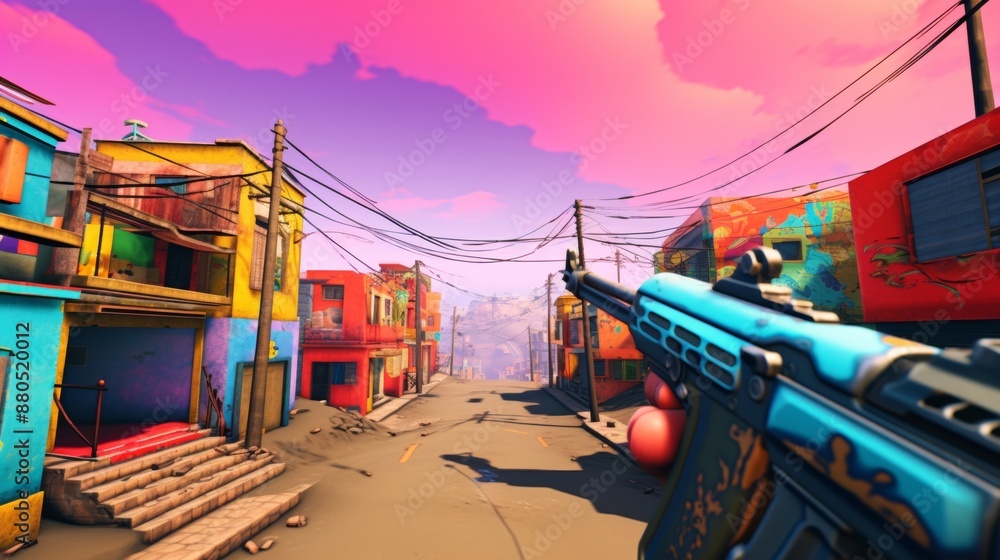 First-person shooter with colorful but extremely realistic graphics ...