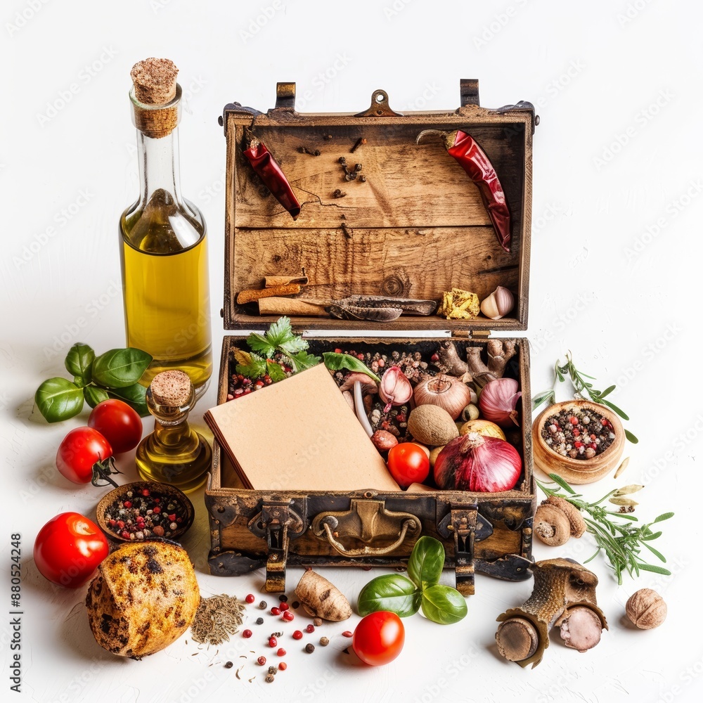 Medieval spice preparation, plant based food ingredients, in a ...