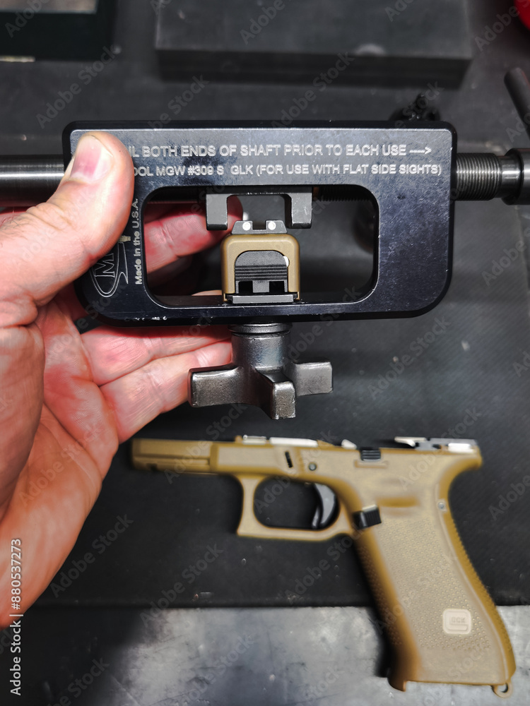 Baltic States July 10, 2024. Gunsmith, replacing and adjusting the ...