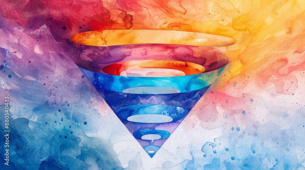Abstract Watercolor Art with a Funnel Shape - A vibrant abstract ...
