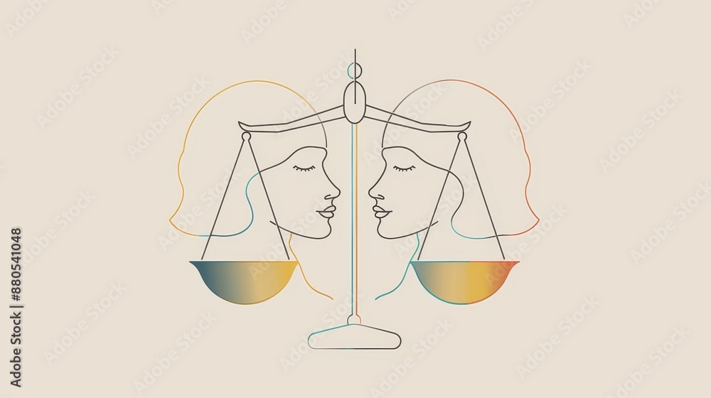 Libra Zodiac Sign Illustration - A minimalist line art illustration ...