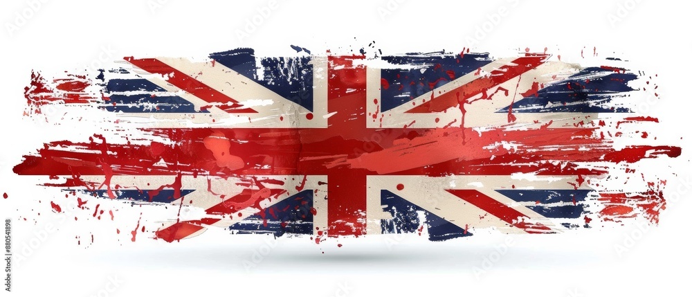 British flag paint scratches isolated on white for text background ...