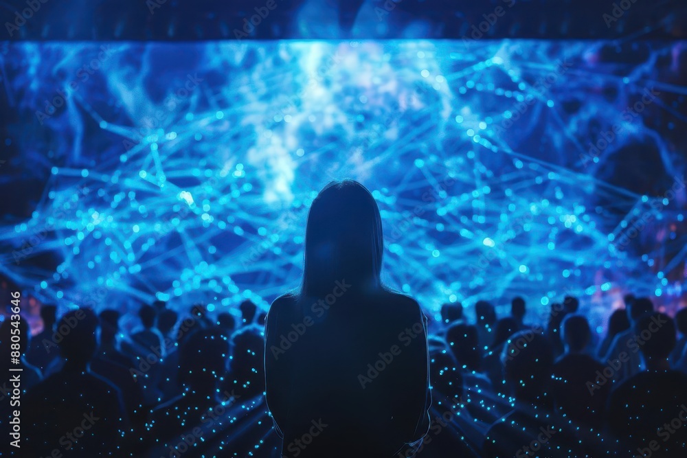 immersive holographic concert experience audience silhouettes with ...