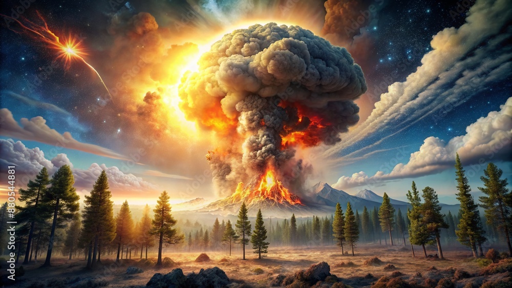 Nuclear bomb is exploding violently smoke exploded into a mushroom ...