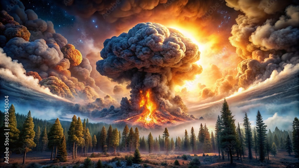 Nuclear bomb is exploding violently smoke exploded into a mushroom ...