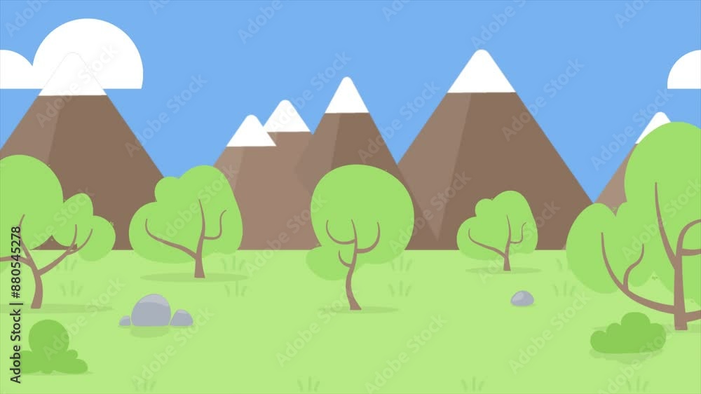 Animated pixel art design of daytime Ground, grass, sky, tree and stars ...