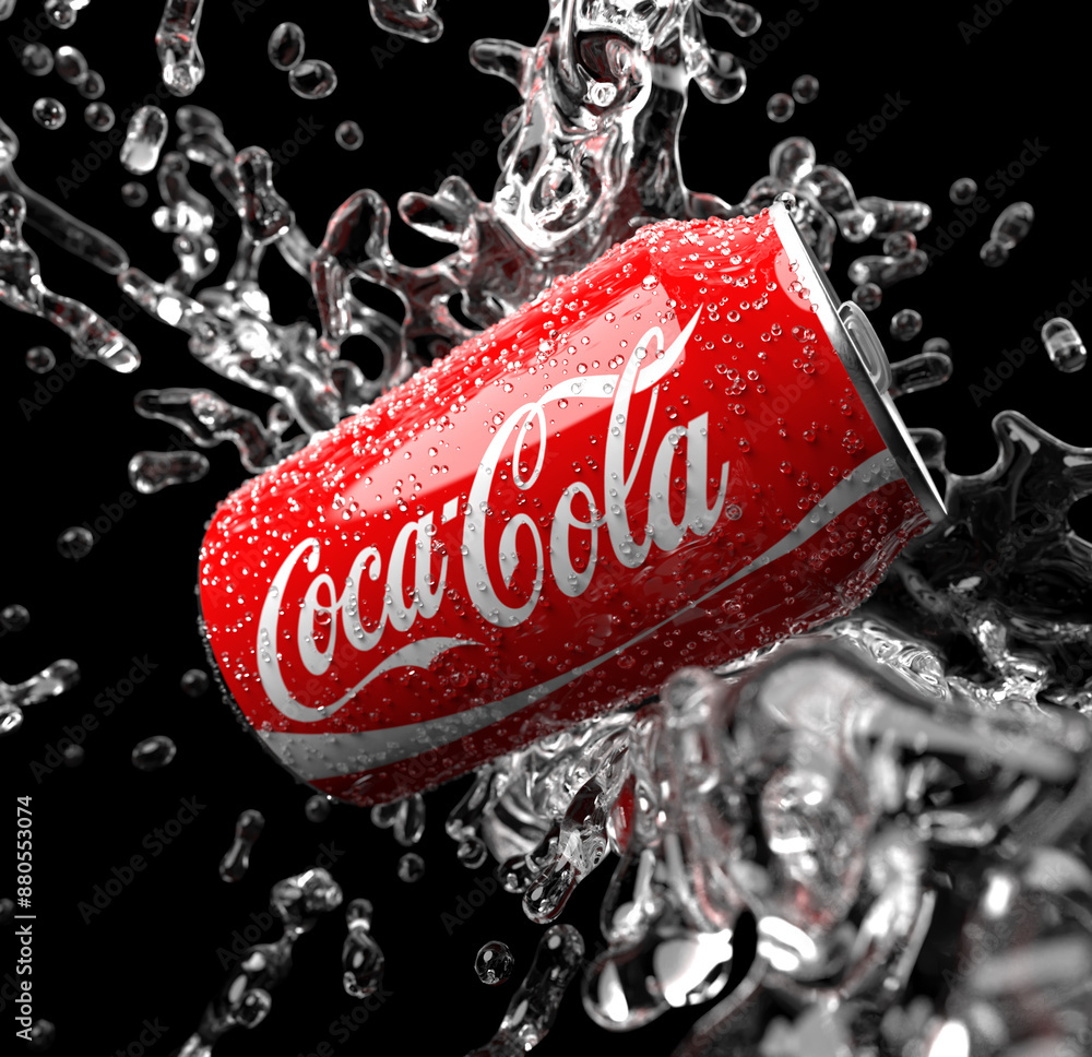 Malaga Spain - June 05, 2024: Illustration of Coca-Cola can with ...