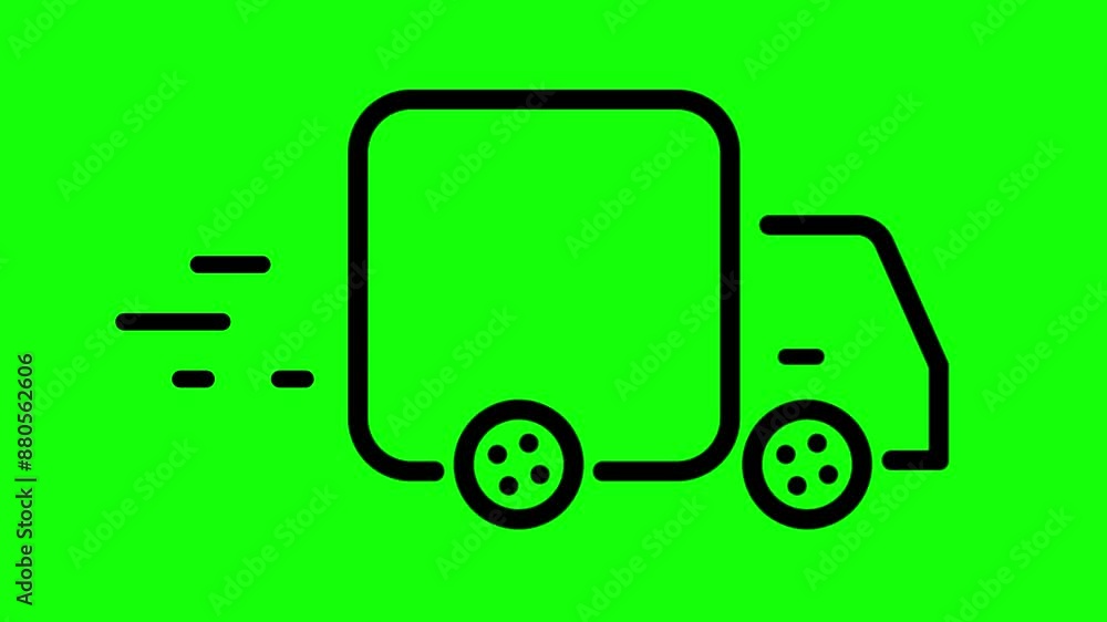 Animated fast delivery truck Black outline icon. Delivery service ...